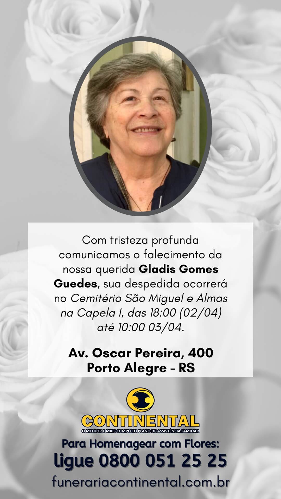 Gladis Gomes Guedes - Funerária Continental